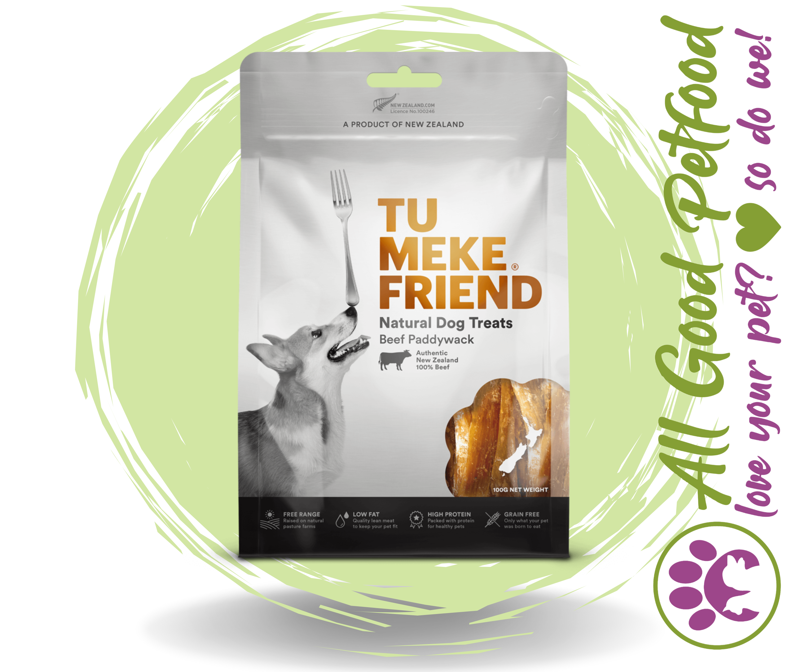Tu Meke Air Dried Beef Paddywack 100g – All Good Petfood